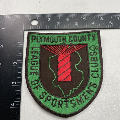 Vtg PLYMOUTH COUNTY LEAGUE OF SPORTSMENS CLUBS Hunting Shooting Patch ...