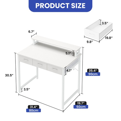 Computer Desk Office Study Vanity Table Space Saving w/ Monitor Stand ...