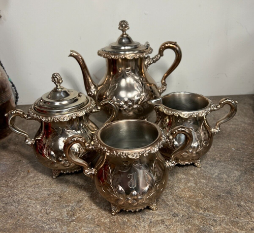 Vintage Mermod & Jaccard Quadruple Silverplate 4 Piece Tea Set St ...