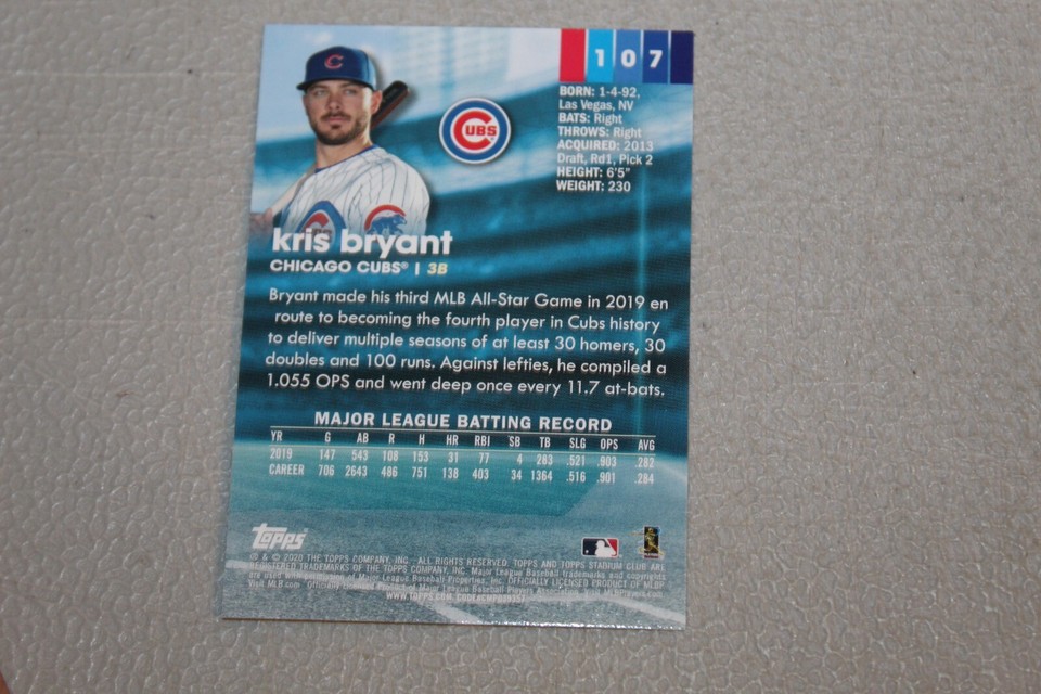 2020 Topps Stadium Club Kris Bryant #107 | eBay