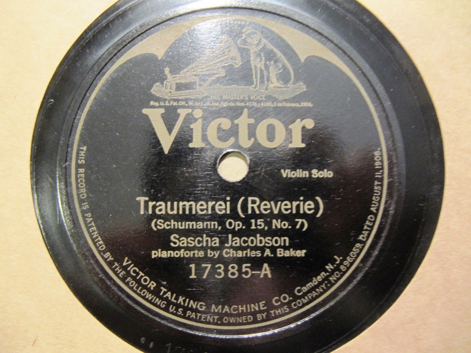 Finnish Violin 1913 Sascha JACOBSEN Schumann Traumerei CHARLES BAKER ...