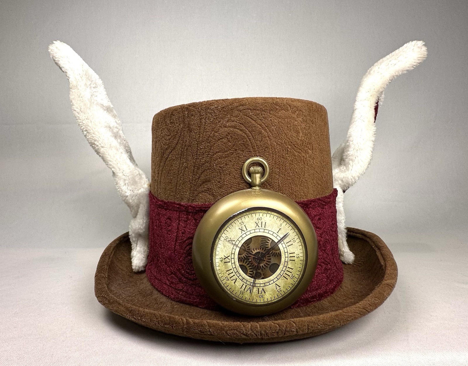 ALICE IN WONDERLAND MAD HATTER WHITE RABBIT TOP HAT ADULT COSTUME BUNNY ...