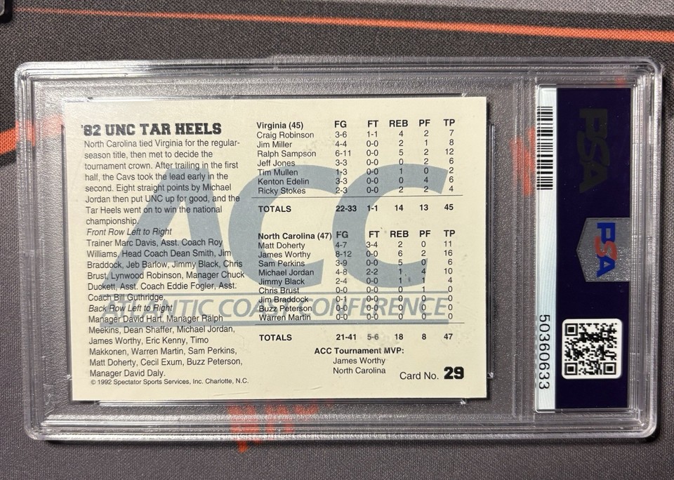 Michael Jordan 1992 ACC Tourney Champs 1982 UNC Tar Heels #29 PSA 10 | eBay