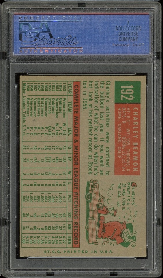 1959 Topps Baseball #192 Charley Beamon PSA 8 | eBay