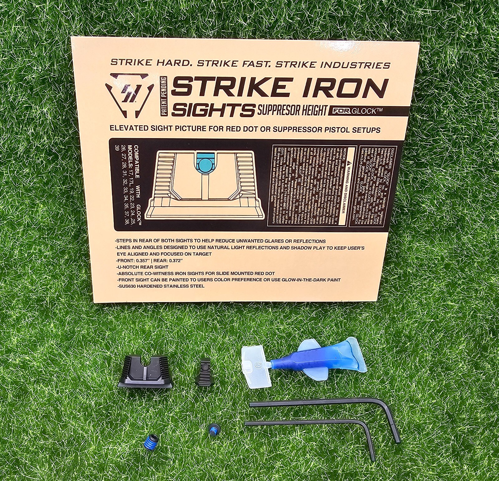 Strike Industries Stainless Steel Co-Witness Height Front &Rear Sights ...