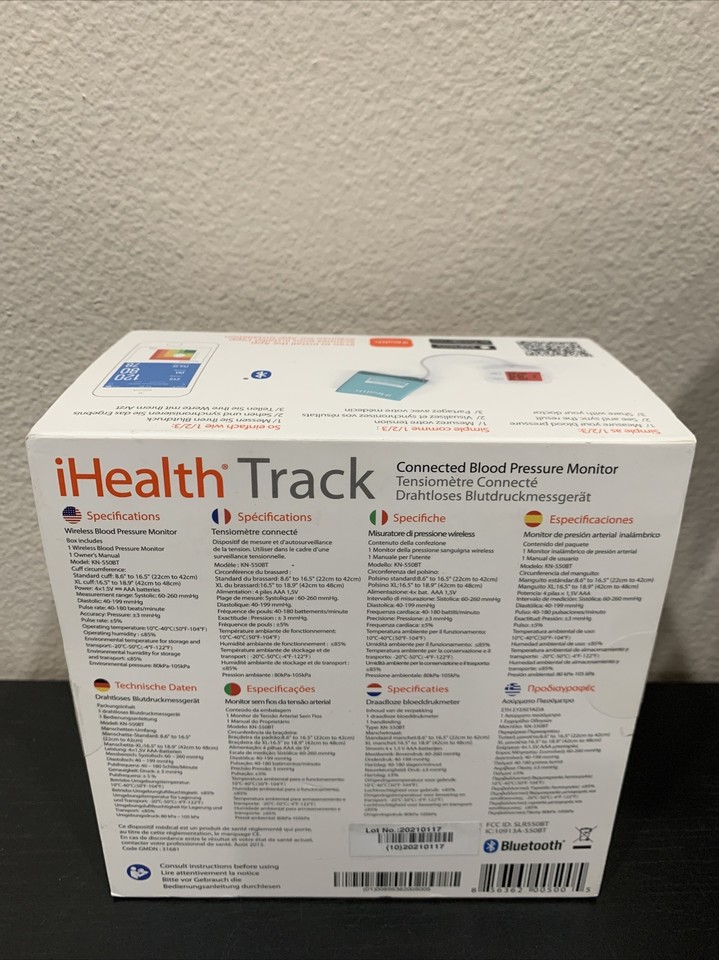 iHealth Track Smart Upper Arm Blood Pressure Monitor Bluetooth App ...