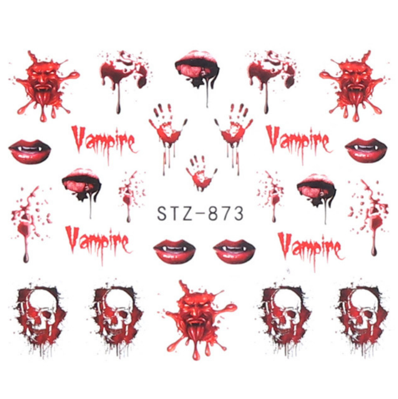 Nail Art Stickers Water Decals Transfers Halloween Vampire Skulls ...