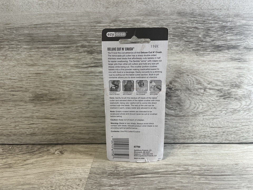 Ezy Dose Deluxe Cut N' Crush Pill Crusher Grinder Removable Drinking ...