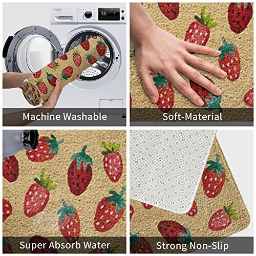 Welcome Mats for Front Door Outdoor Entry Strawberries 17x30 inch Rug ...