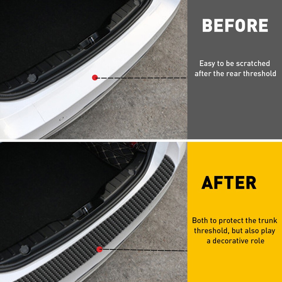 Rear Bumper Protector Trim Cover Black Rubber Trunk Sill Plate Cover ...