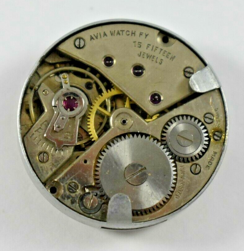 Vintage Swiss Made Avia Watch Co Manual Wind 15J Wrist Watch Movement ...