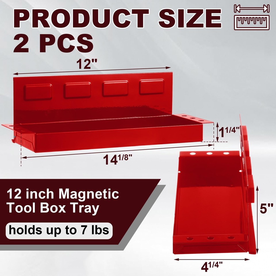 2 pcs 12 Magnetic Tool Box Tray with Screwdriver Holder Magnetic Can ...