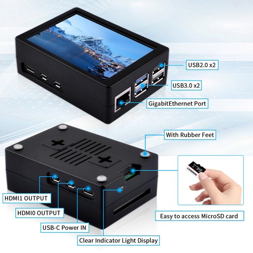 GeeekPi 3.5 HDMI Touch Screen & Case for Raspberry Pi 5 + Active Cooler ...