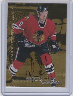 99-00 1999-00 BE A PLAYER MILLENNIUM ANDERS ERIKSSON AUTOGRAPH GOLD 58 ...