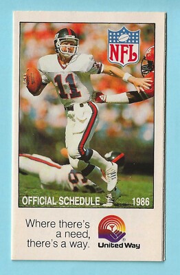 1986 NFL Official Football Week to Week Pocket Game Schedule Phil Simms ...