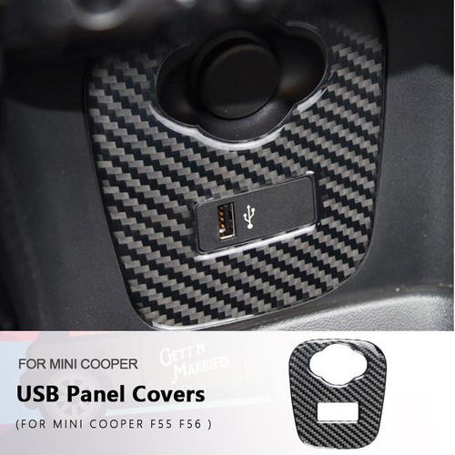 Carbon Fibre Gel USB AUX Port Cover For Mini Cooper F55 F56 F57 Cooper ...