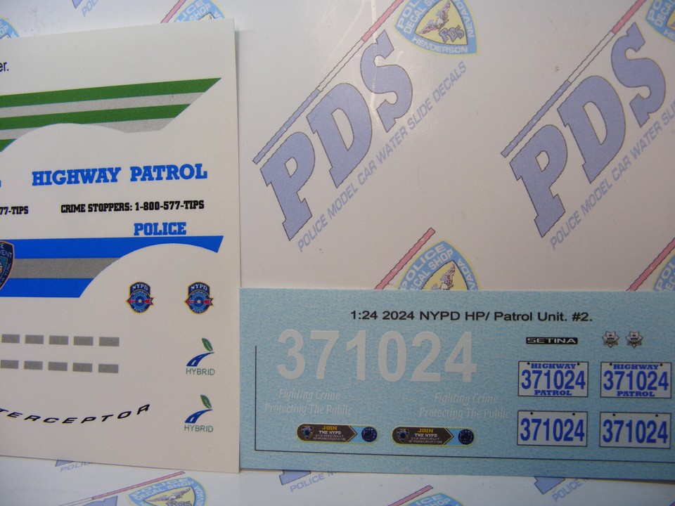 NYPD Highway Patrol 1/24 Water slide Decal Set Fits Motormax '22 Police ...