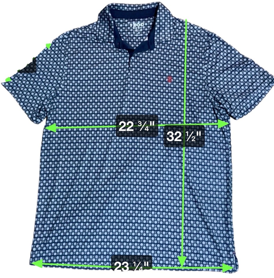 Izod Mens Golf Stretch Blue Golf Pattern Print Short Sleeve Polo Shirt ...
