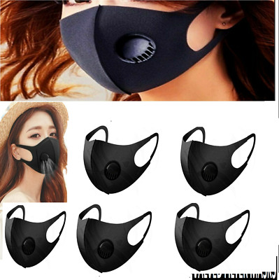 5 X Breathable Air Flow Mask Washable Face Mouth Protection With Filter ...