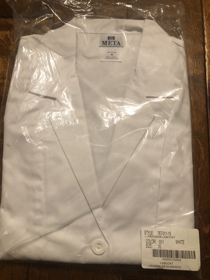 META Princess Lab coat Style 767-011-10 White Size 10 Sealed In ...