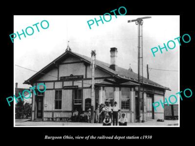 OLD 8x6 HISTORIC PHOTO OF BURGOON OHIO THE RAILROAD DEPOT STATION c1920 ...