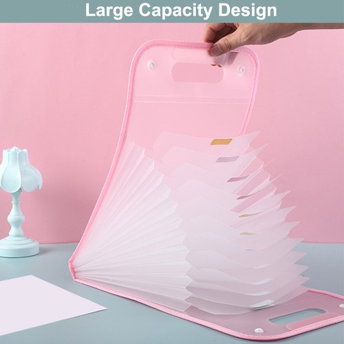 Pink Convenient Expanding File Folder Lock Button A4 Size Bag Vertical ...