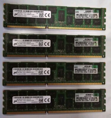 Lot of 4 - Micron 8GB 2Rx4 PC3L-10600R-9-13-E2 DDR3-1333MHz ECC Server ...