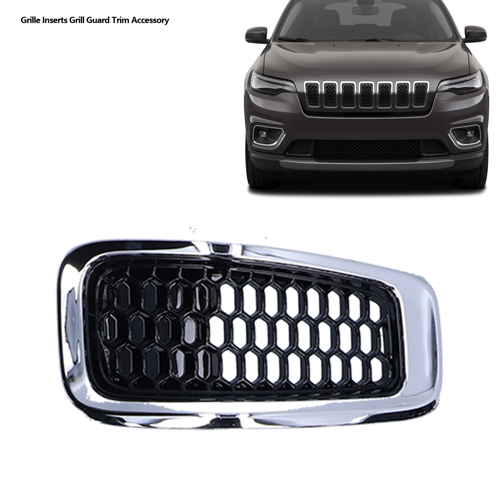 7pcs Front Grille Inserts Grill Guard Trim Accessory For Jeep Cherokee ...