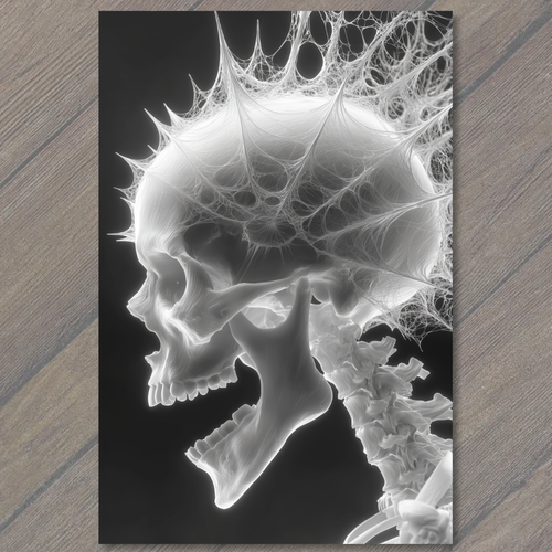 POSTCARD Spider Web Skull Horror Spine Spikes Bone Monster Creature ...