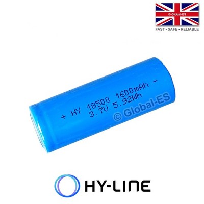 Hy-Line 18500 Li-Ion Flat Top Rechargeable Battery - 3.7V 1600mAh | eBay UK