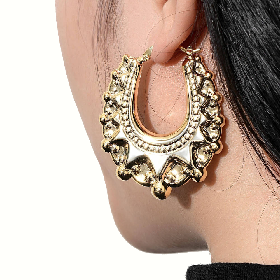 9CT GOLD GYPSY STYLE CREOLE EARRINGS HOOPS LARGE 51MM | eBay UK