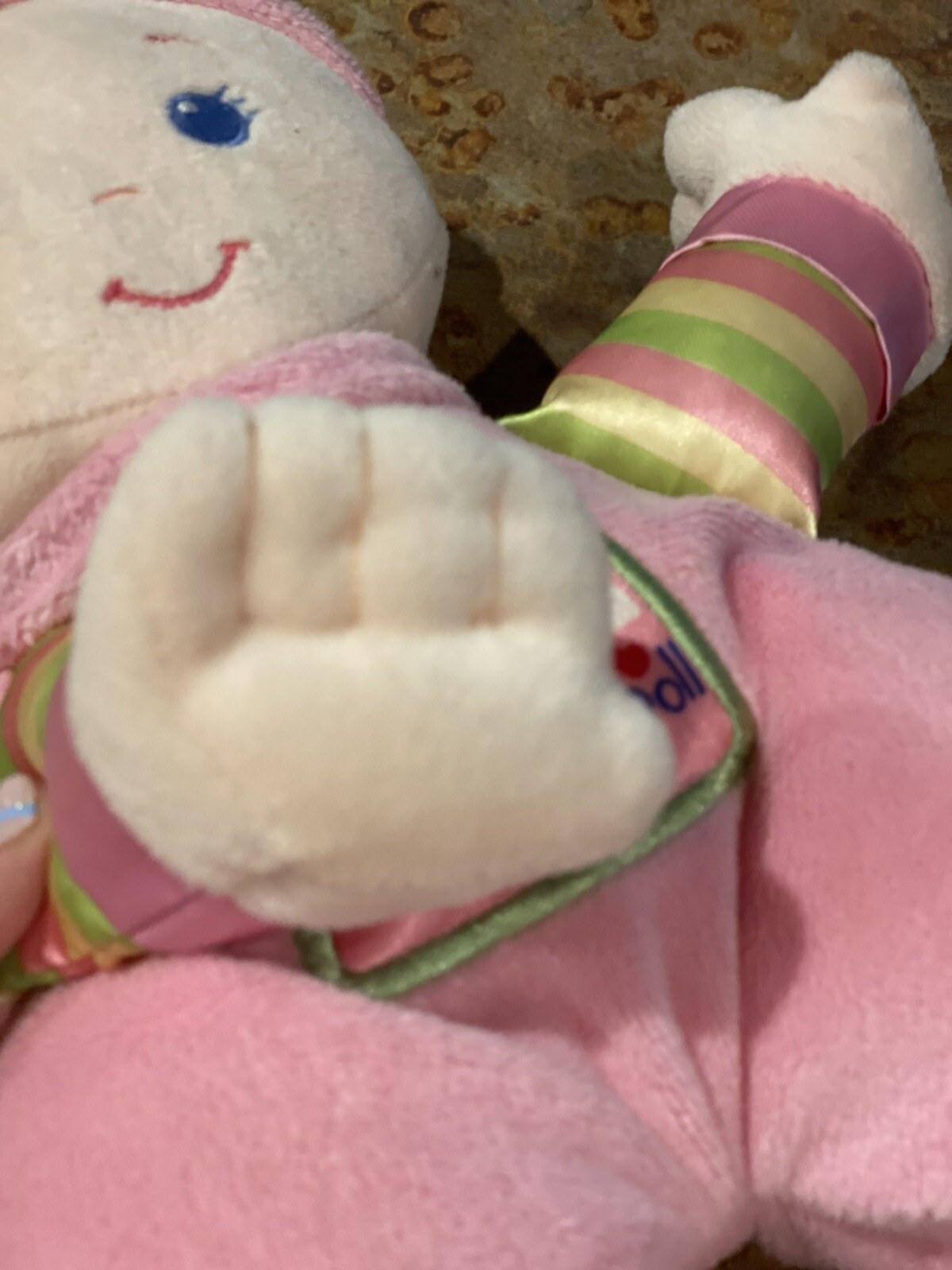 Fisher Price My First Doll Rattle 10" Soft PINK Blond Hair Blue Eyes ...