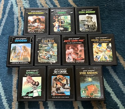 Lot of 10 Atari Corp 2600 VCS Cartridges (mix of NTSC/PAL; some RARE ...