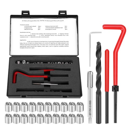 25Pcs M7x1 Thread Repair Kit Stainless Steel Twisted Drill Wrench ...