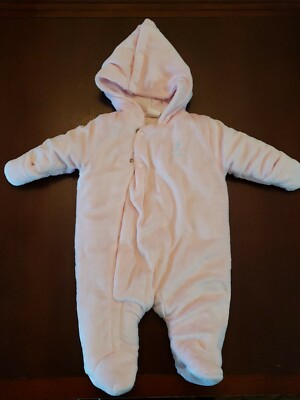Girls ABSORBA Pink Plush Bunting Snow Suit Size 3-6 months Winter Snow ...