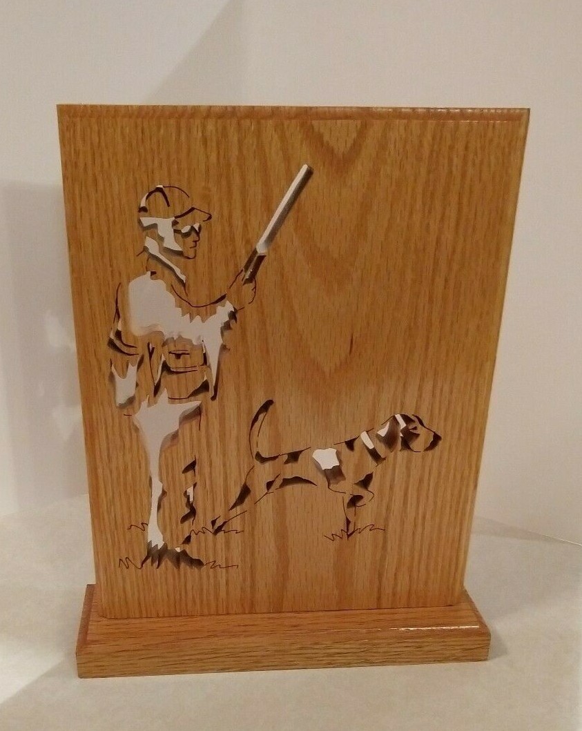 Vintage Handcrafted By Dan Weyers HUNTING DOG Wood Carving 9X11 WOODEN ...