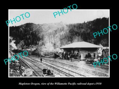 OLD 8x6 HISTORIC PHOTO OF MAPLETON OREGON THE RAILROAD DEPOT STATION ...