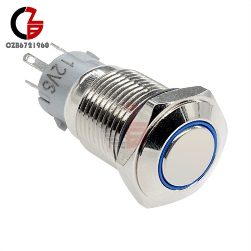12V 16mm DIY Auto Push Power Flat Head Button LED Angel Eye Push ...
