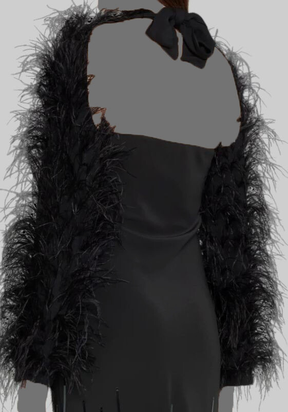 $1298 Cult Gaia Women's Black Audrey Open-Front Ostrich $1298 Cult Gaia Women's Black Audrey Open-Front Ostrich