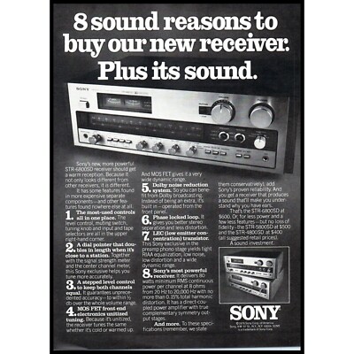 1976 Sony Stereo Receiver STR-6800SD Vintage Print Ad Audiophile Wall ...