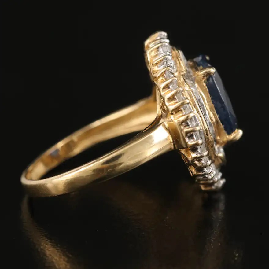 14K Sparkling Blue Corundum and 0.96 CTW Diamond Ring - Spectacular! | eBay