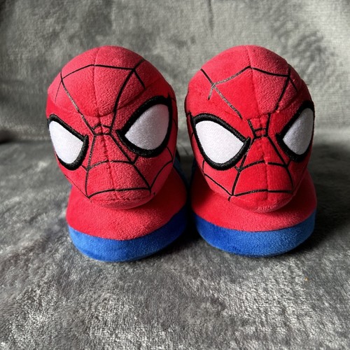 Marvel Spiderman Slippers Boys Size Small 5/6 Red Blue Plush Slip On ...