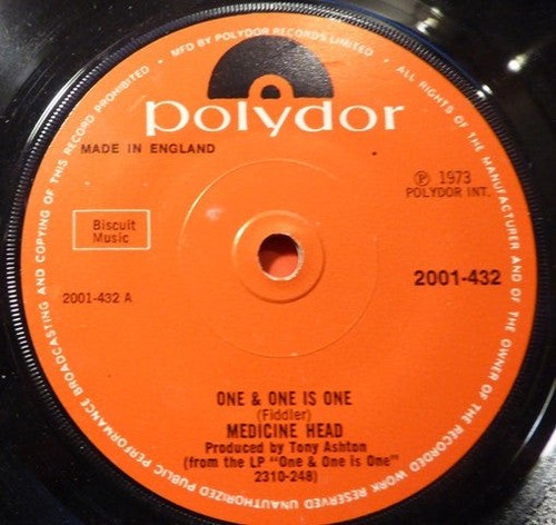 Medicine Head - One One Is One - Used Vinyl Record 7 - X12170z | eBay
