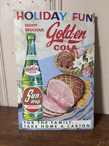 1950s Sun-Drop Golden Girl Cola Die Cut Pressboard Holiday Sign Display ...