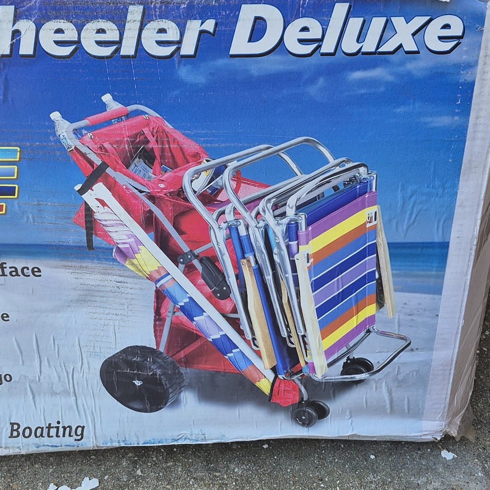 Rio Wonder Wheeler Deluxe Folding Beach Utility Lawn Cart Red NOS NEW ...