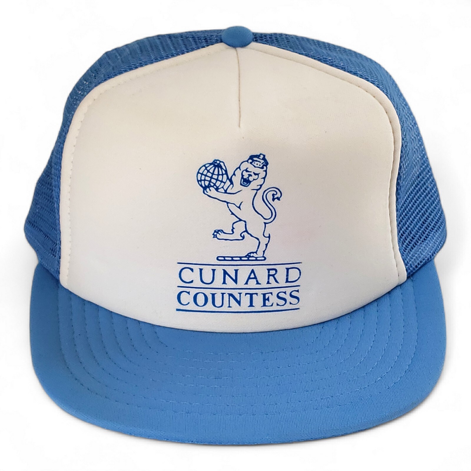 Vintage Cunard Countess Cruise Ship Light Blue Mesh Snap Back Trucker ...