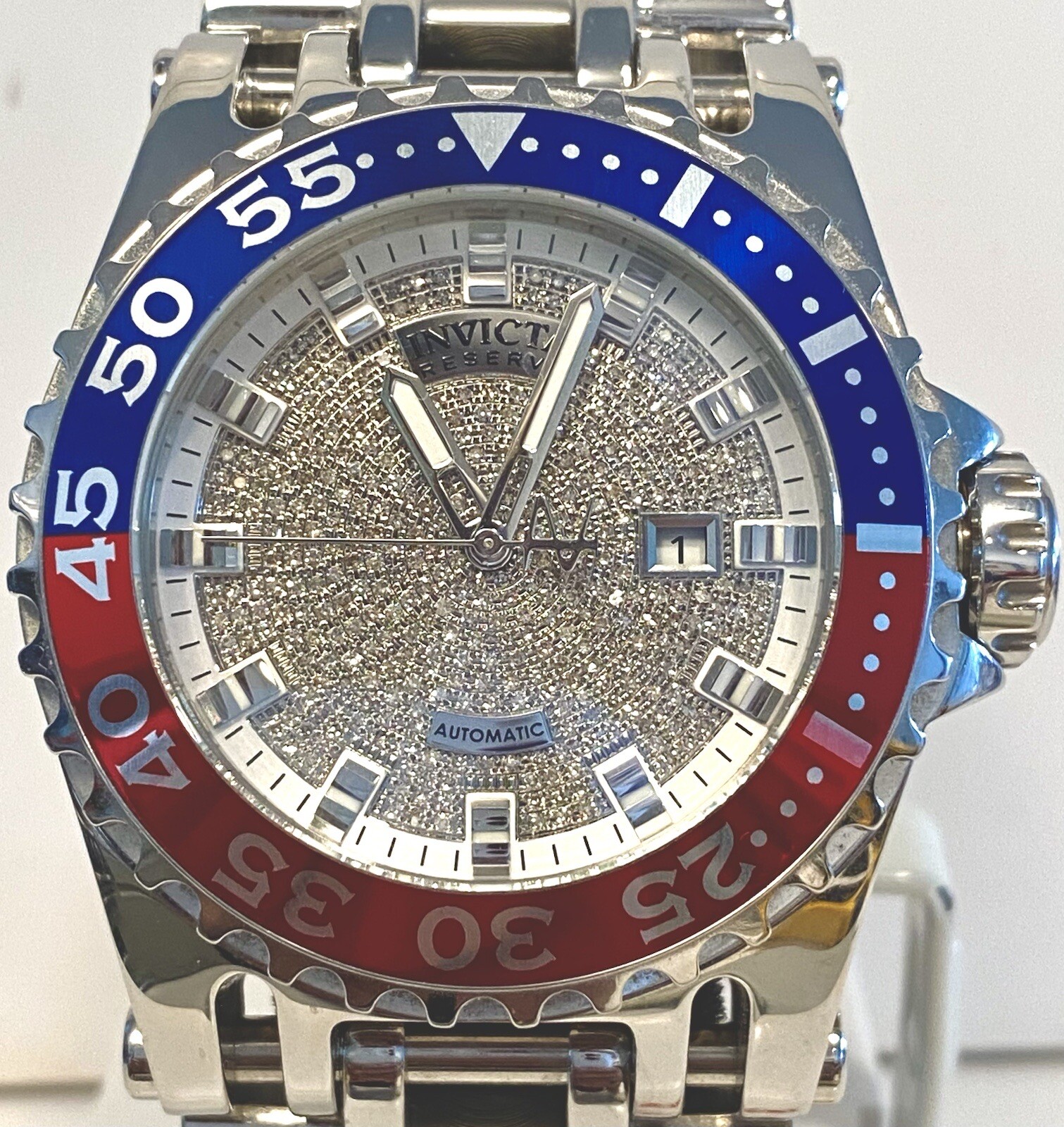 50mm 1.48Ctw Diamond | Swiss R150 Auto | CHAOS | Blue/Red Bezel ...