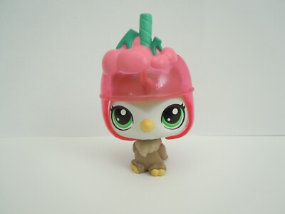 Littlest Pet Shop LPS 4-177 OWL with Cherry Hat Slushie Squad Thirsty ...
