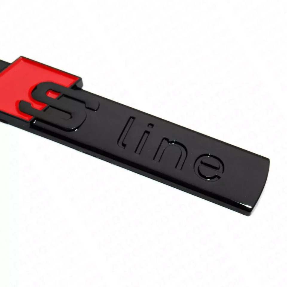 2x Gloss Black Audi S-LINE Side Fender OEM Logo Emblem Decal Badge ...