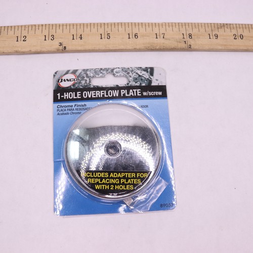 Danco Single Tub Drain Overflow Plate One Hole with Screw Chrome 89052 ...